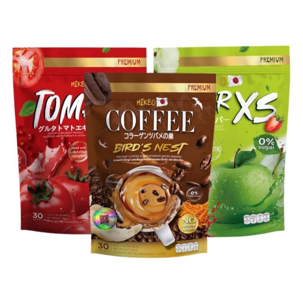 Mikaeo Mikha Juice 3 Glutathione TOMATO Formula PLUS Bird's Nest COFFEE ...