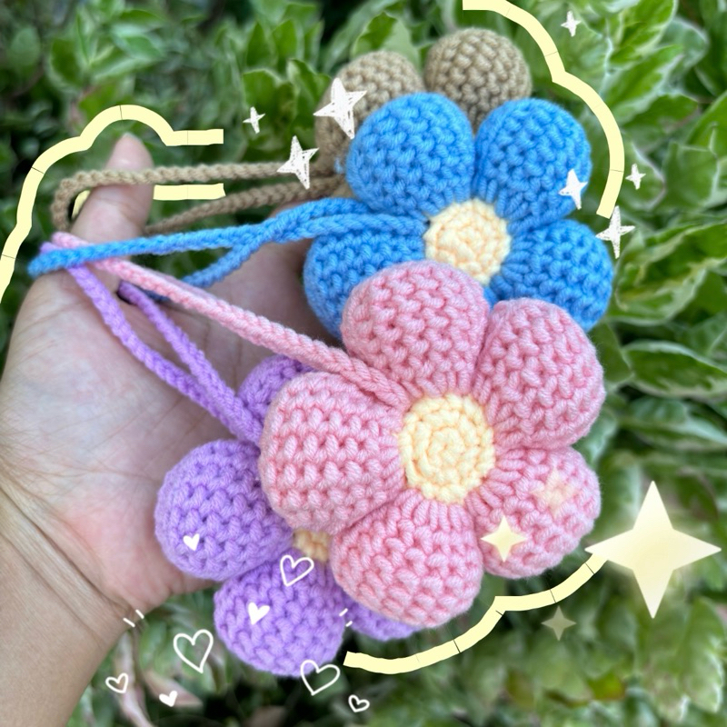 (Big Size 10 cm) Fat Flower Keychain Extra Petal Inflatable Bag Hanging ...