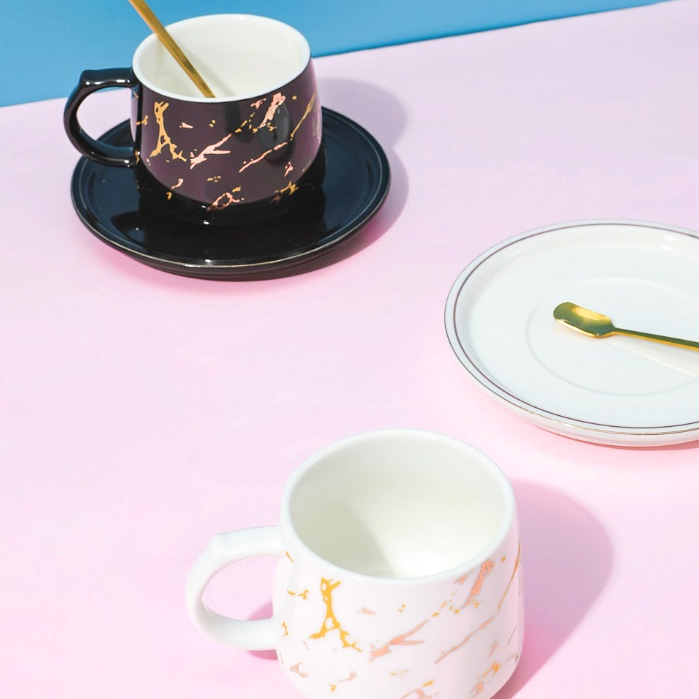 MINISO Ceramic Glass Marble Design With Coaster And Spoon (215mL ...