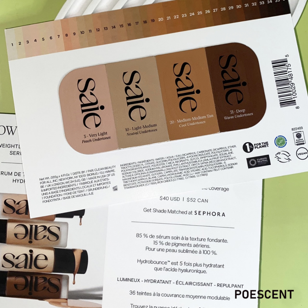 Saie Glowy Super Skin Lightweight Hydrobouncetm Serum Foundation Trial