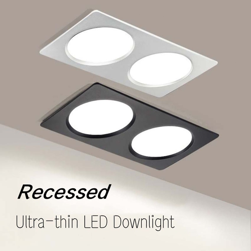 Double-Headed Downlight Two Holes Ultra-Thin Rectangular Embedded ...