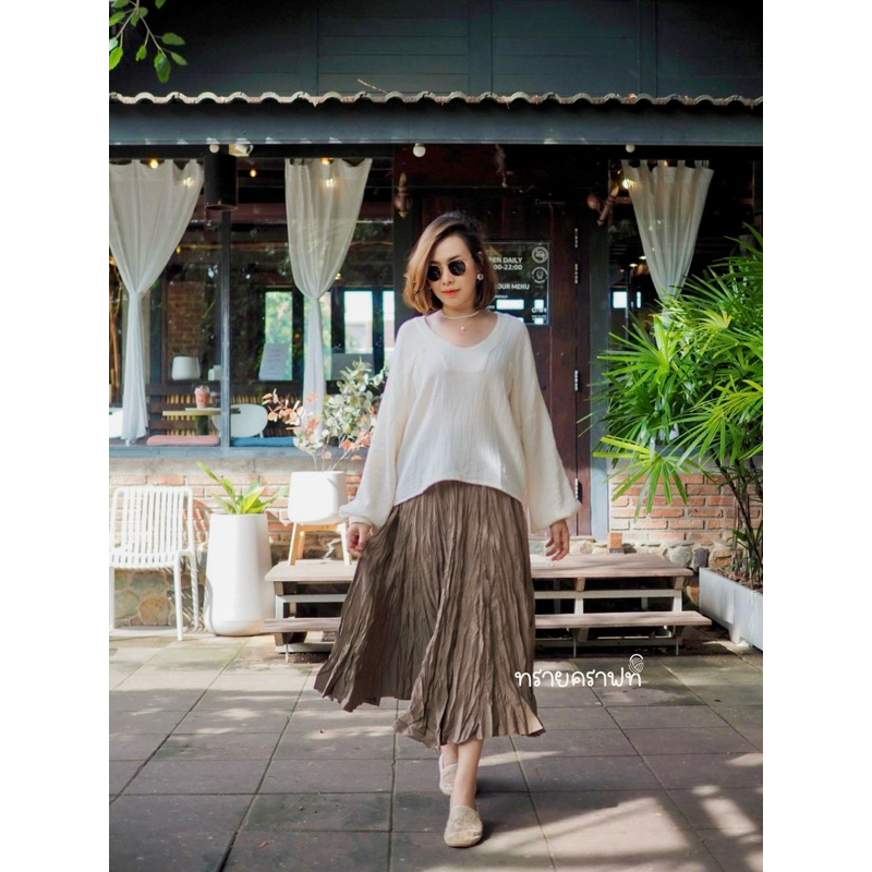 Stretchable Waist Pleated Skirt (Kain Pleated) | Shopee Malaysia