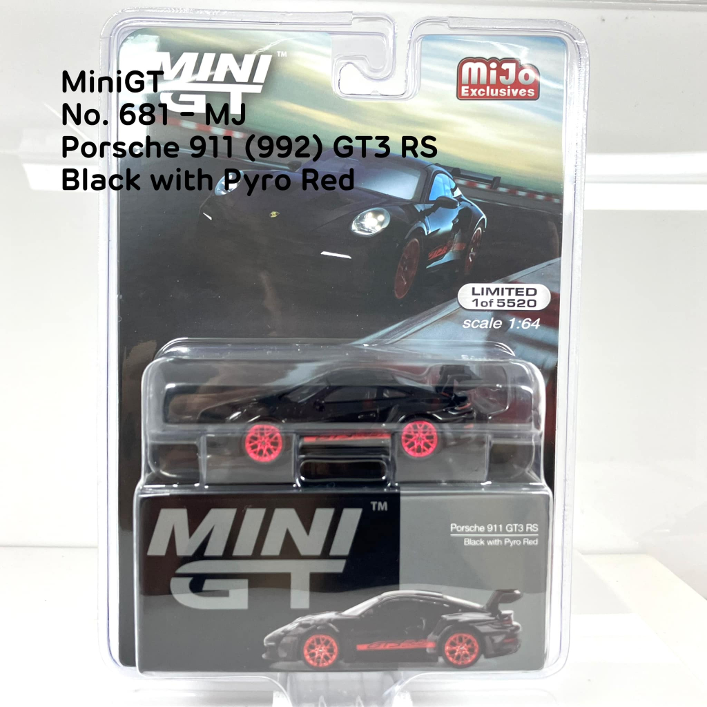 Mini GT 1/64 No.681-MJ Porsche 911 (992) GT3 RS Black with Pyro Red/USA ...