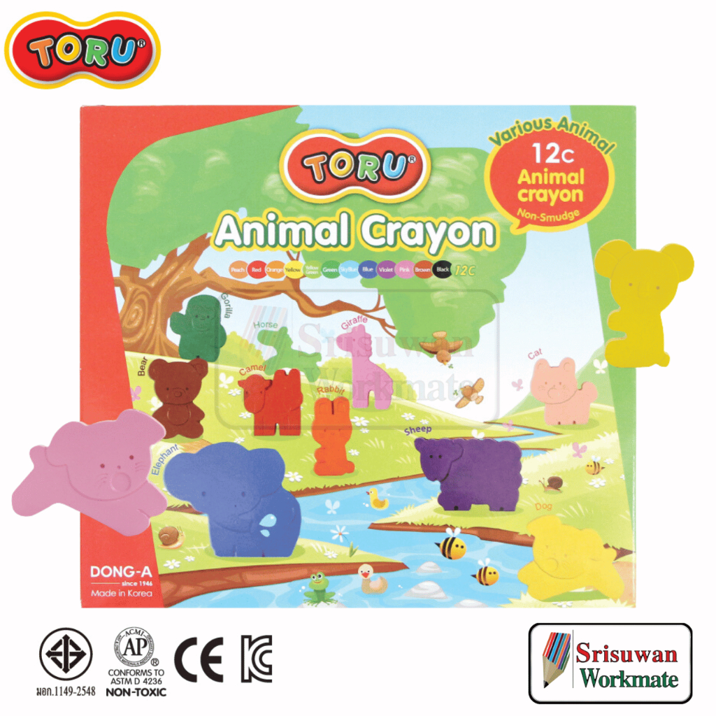 TORU Animal crayon/Dino 12 Color Set For Children Non-Toxic Dinosaur ...