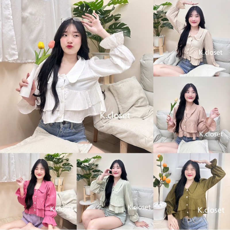 Ruby top 2-Layer Ruffled Collar Shirt (KA001) | Shopee Malaysia