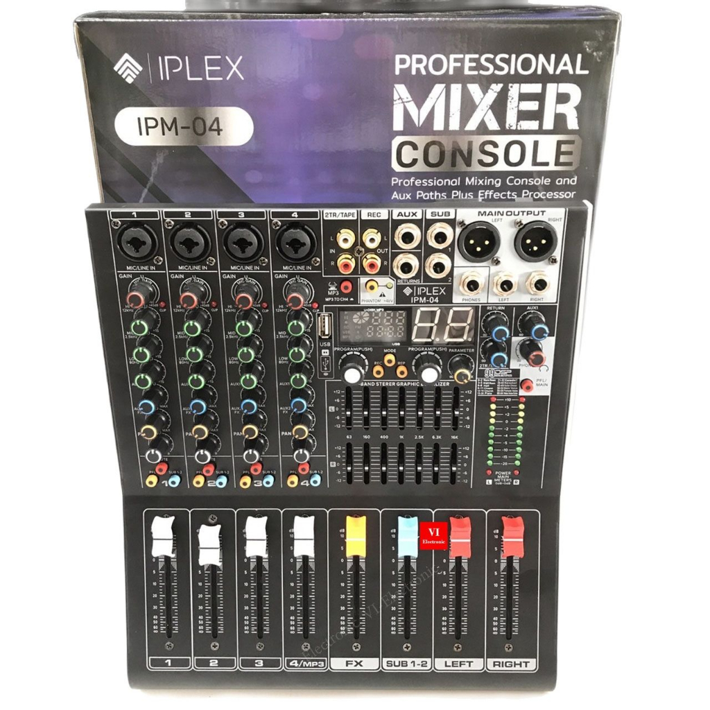 IPLEX IPM-04 4 Channel Power Mixer With USB BT EQ and Effect Professional Mixing Console and Aux ...