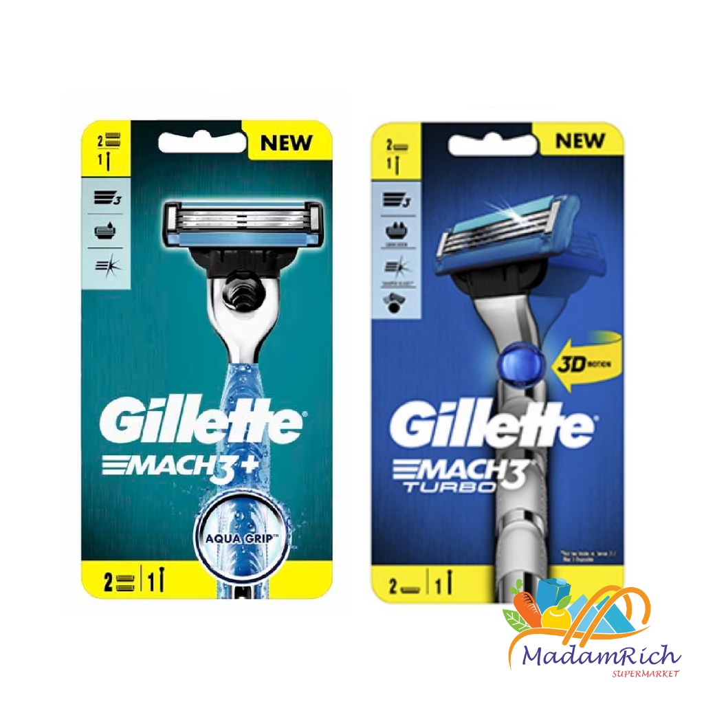 Gillette Mach3+ Shaving Razor Handle With 2 Blades // Mach3 1pc With ...