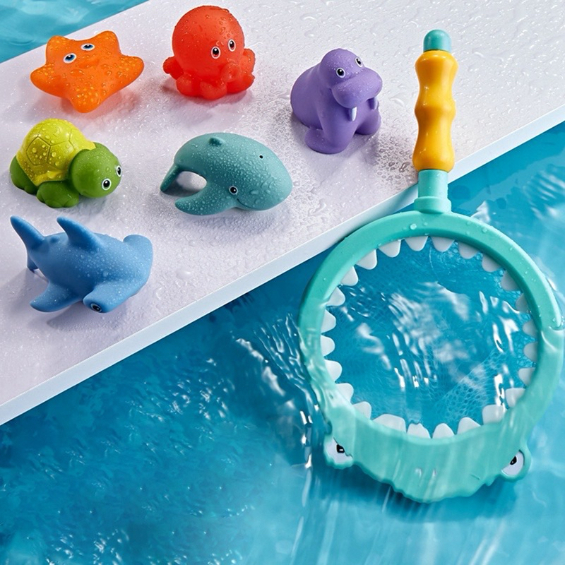 Bathtoys Water toys Floating Tools Fun Helper 7-Piece Set Bath | Shopee ...
