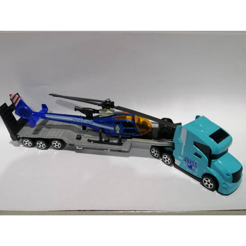 Majorette Concept Truck ABYSS Transporter Trailer Helicopter Blue SCALE ...