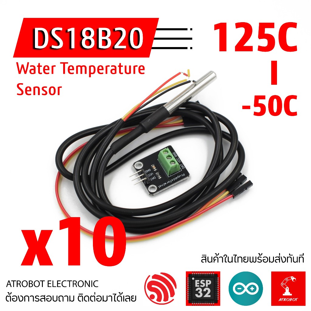 10pcs/pcs DS18B20 Water Temperature Sensor Set 1M With Converter And ...