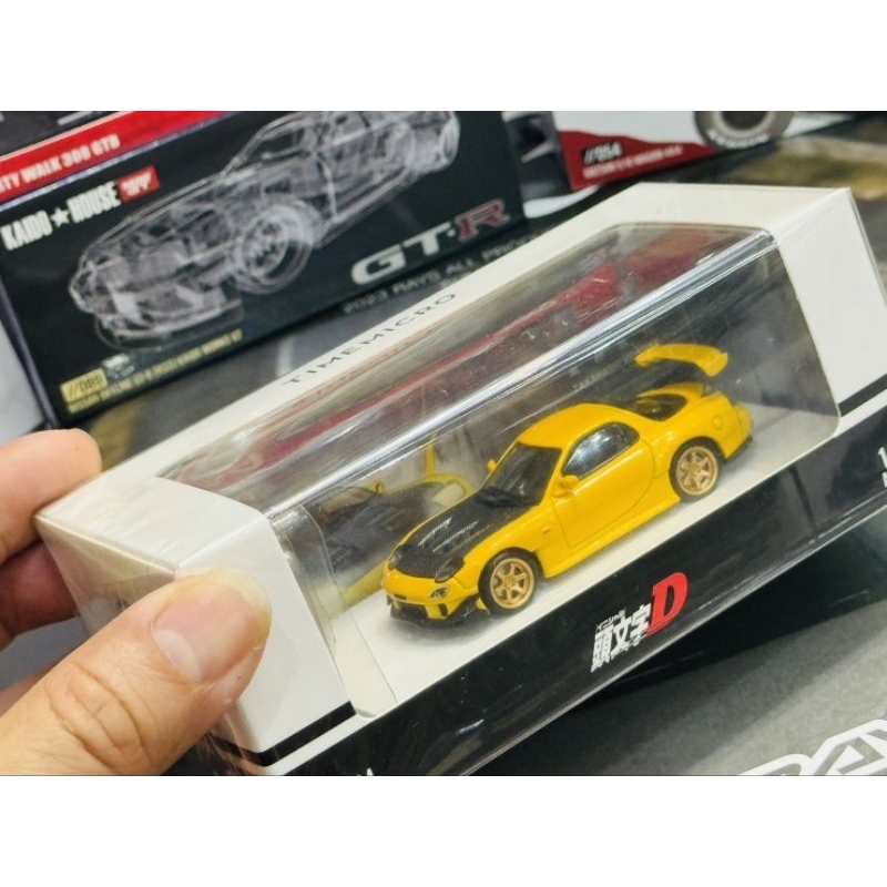 Car Model Initial D RE Amemiya RX-7 FD3S Yellow W/Carbon Hood & Figure Time Micro Modelcar Iron ...