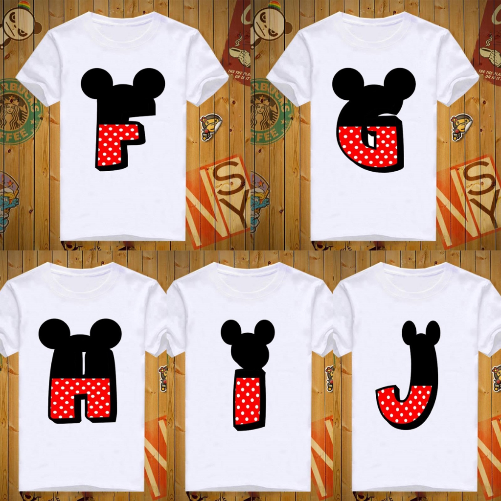 Fg Hj English Alphabet T-Shirt Mickey Polka Dot Tk Fabric Comfortable ...
