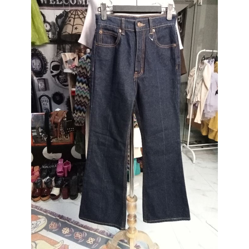 GRL/XS Beautiful Used Dark Wide Leg Jeans. | Shopee Malaysia
