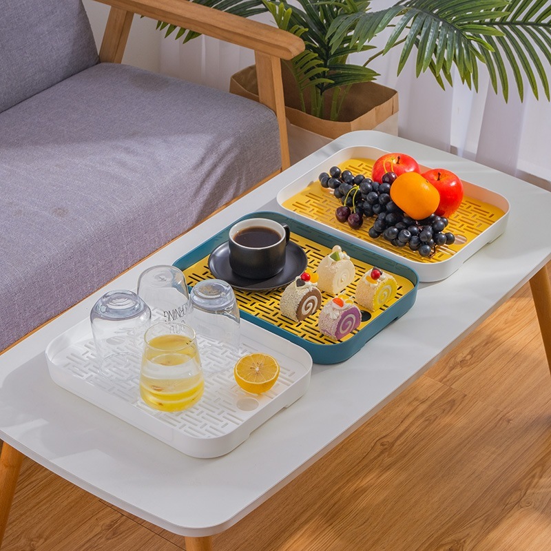 Drain Tray Fruit Square Small Water Tank 2-Layer Plastic Tea Tableware ...