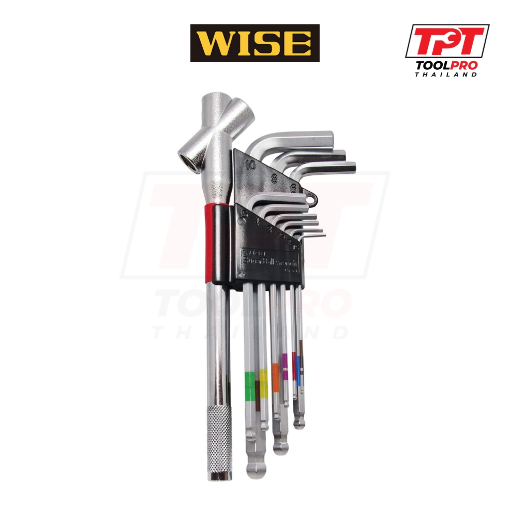 WISE Hexagon L-Wrench Set Comes with Handle Semi-Long Super Ball Wrench ...