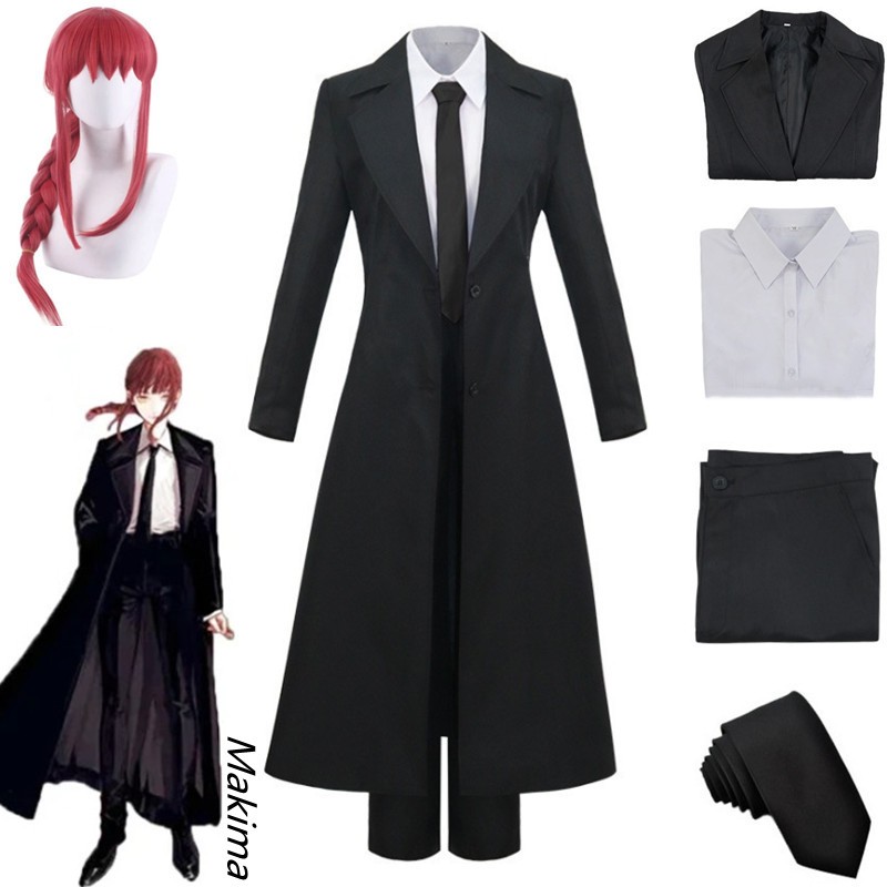 Anime Chainsaw Makima Cosplay Clothing Black Windbreaker Coats Tie ...