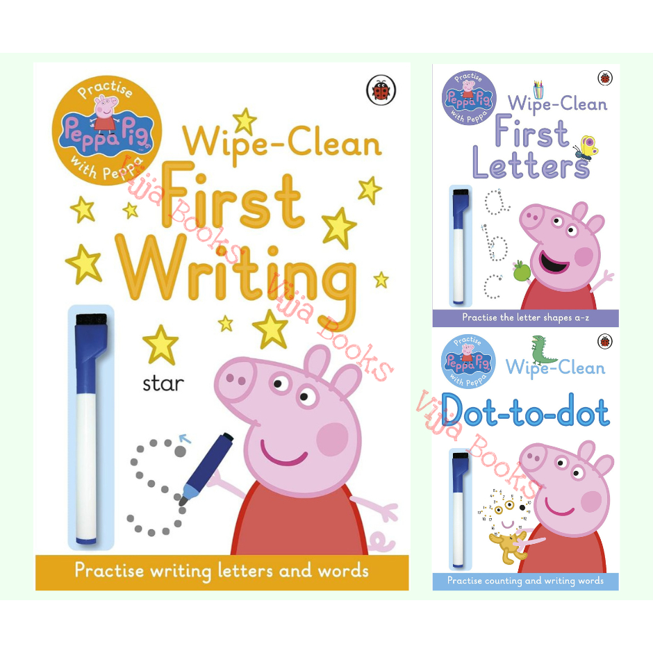 Peppa Pig Wipe-Clean Children Book Activity Writing And Erasable Pen ...