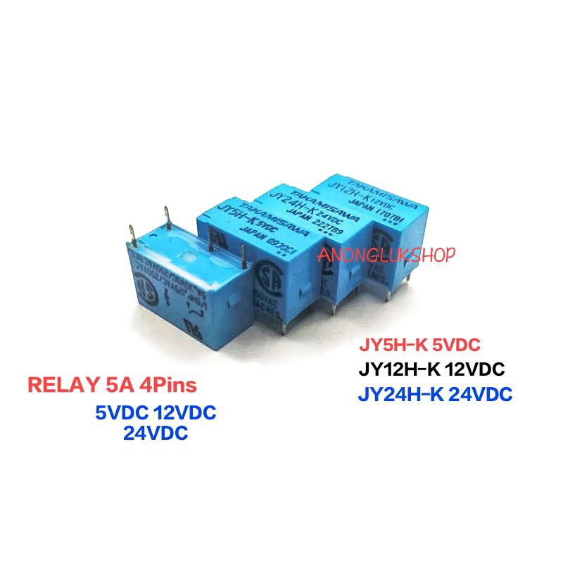 Per 1 Unit JY5H-K JY12H-K JY24H-K RELAY TAKAMISAWA 4 Pin 5A 30VDC/250VAC Have 5VDC 12VDC 24VDC ...