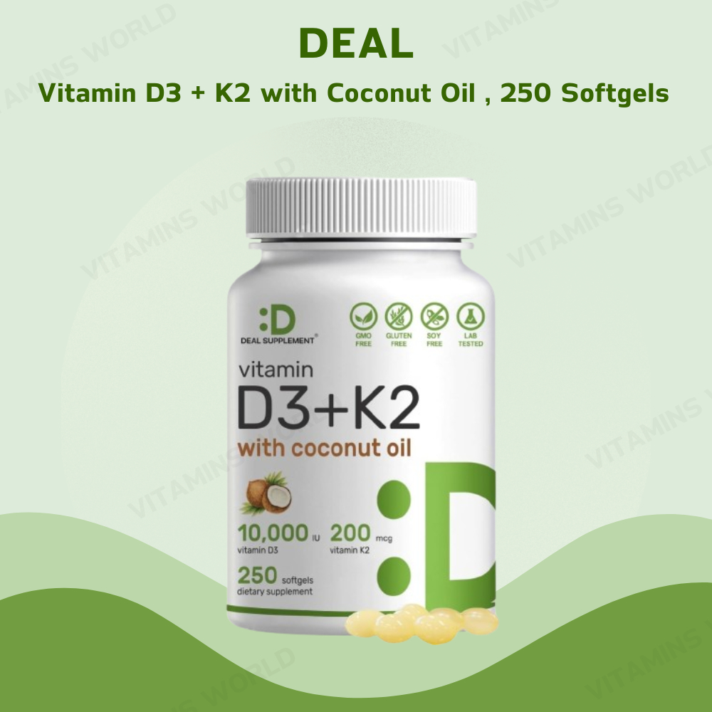 Deal Supplement Vitamin D3 10 000 Iu K2 Mk7 200 Mcg Infused With