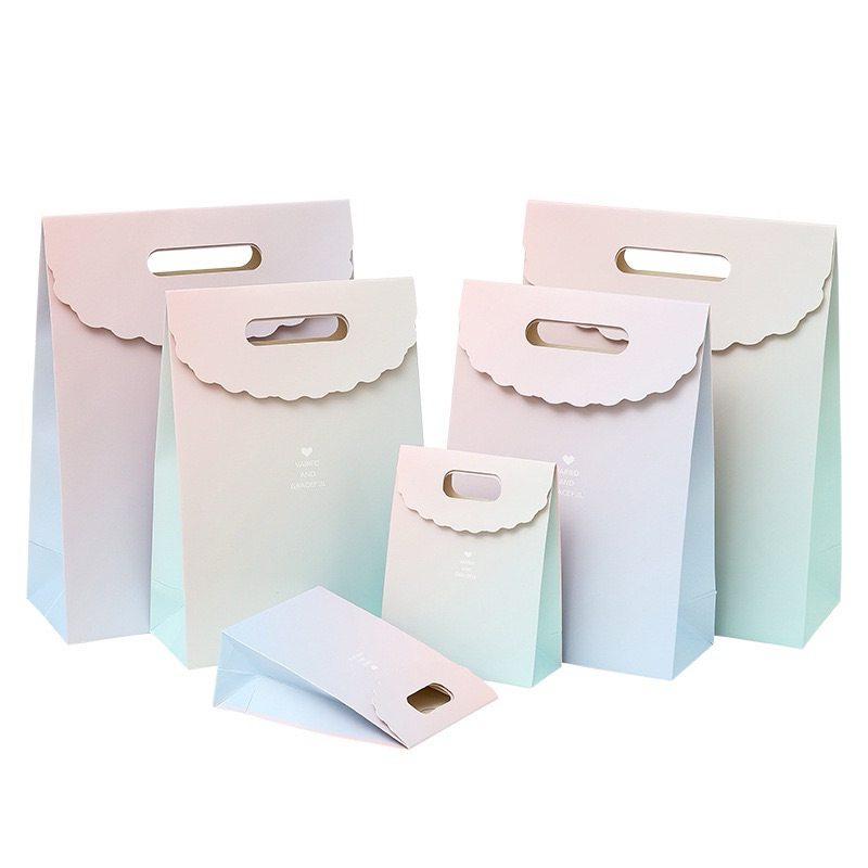 Gradient Color Printing Paper Bag Gift With Handles 3 Sizes Of Wrapping ...