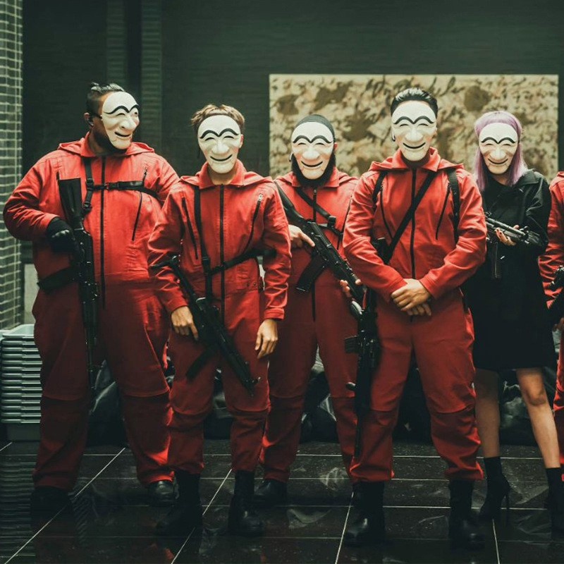 Money Heist Costume For Adult Men Women Red Jumpsuit White Mask ...
