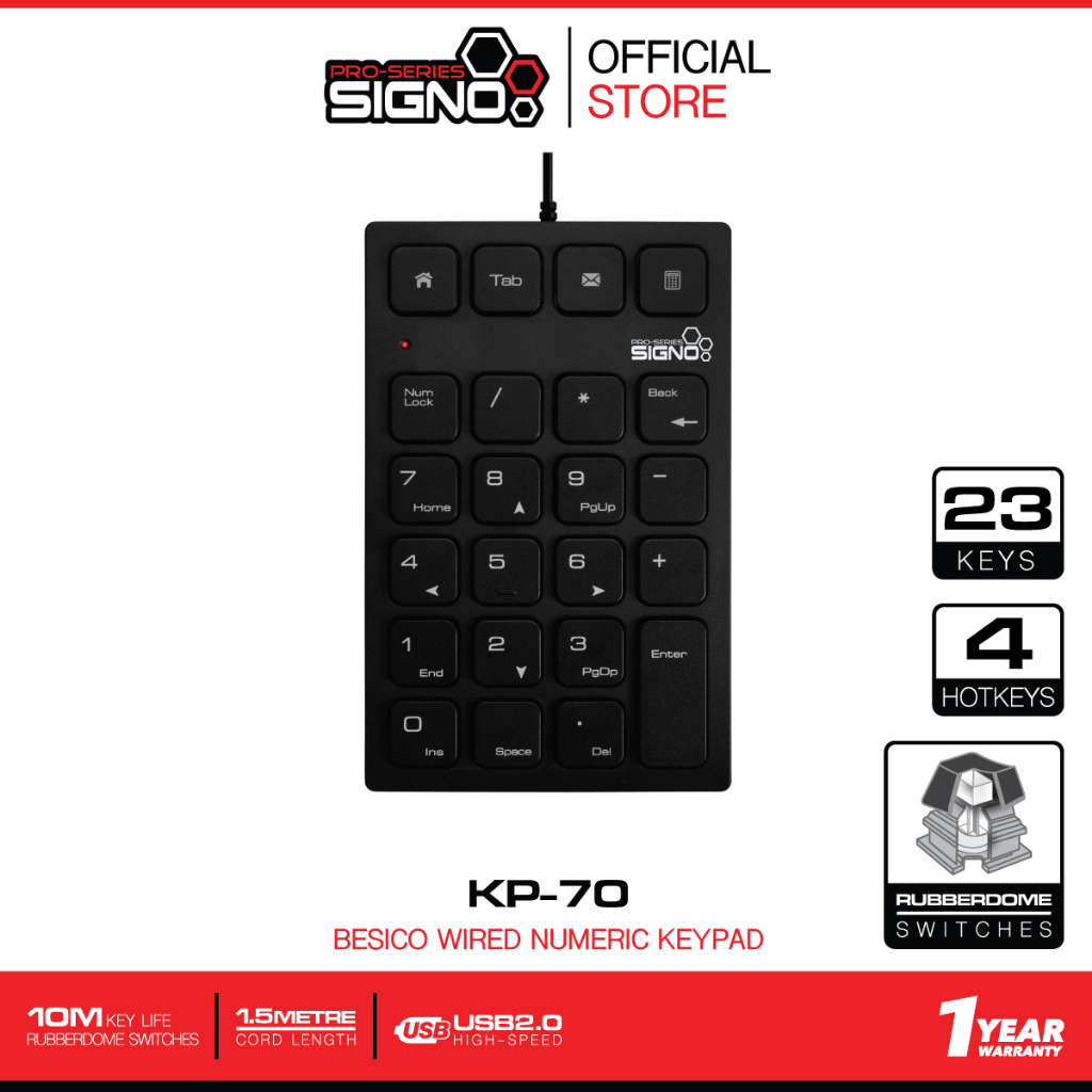 SIGNO Number Pad Model KP-70 Numeric Keypad Keyboard Wired | Shopee ...