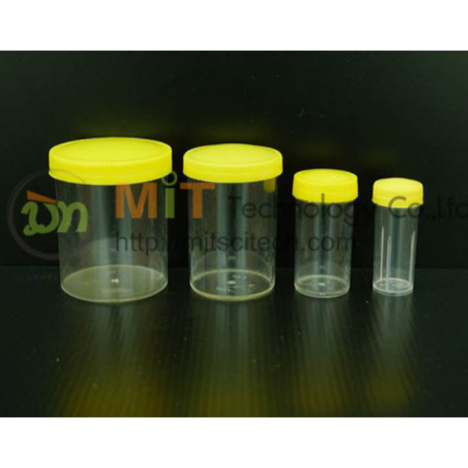 10-Piece Design Clear Plastic Yellow Cap Jar Specimen Container Sample ...