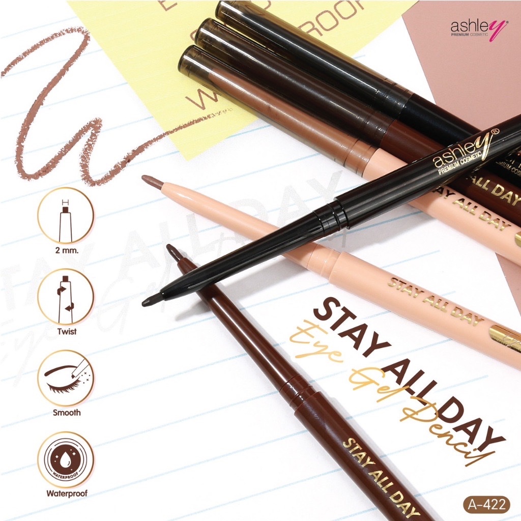 Ashley Stay All Day Eye Gel Pencil A422 Eyeliner | Shopee Malaysia