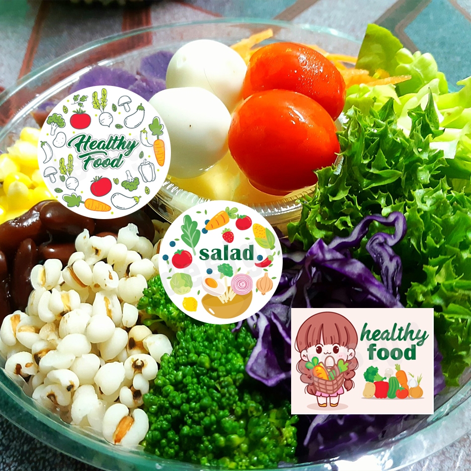 Salad Roll Sticker Label Product Dessert Beautiful Work Design Ready To ...