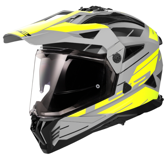 LS2 Helmets MX702 Pioneer II Namib Matt Grey HV Yellow-Adventure ...