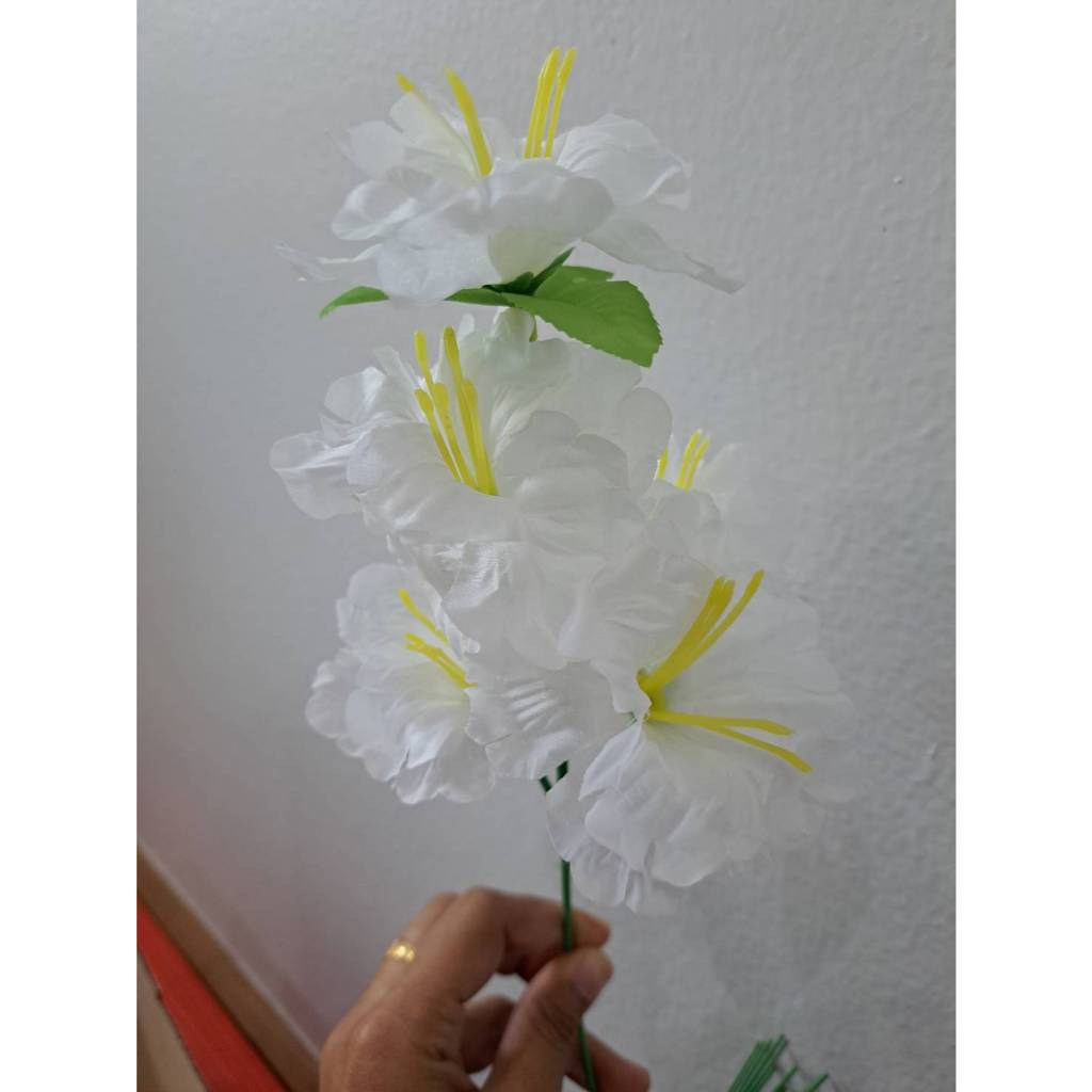 Hibiscus Flower 1 White 5 Flowers Decorative Beautiful Sam 2 Layers Of ...