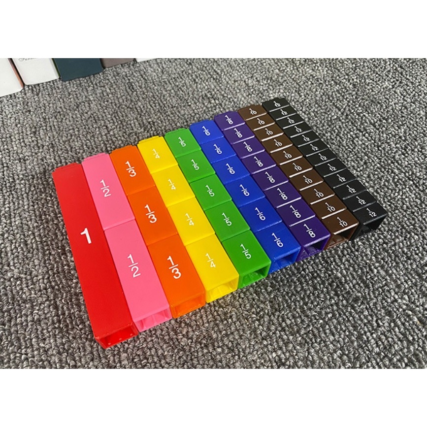Montessori Rainbow Fraction Tower Cubes/Blocks Teach Decimal Percent ...