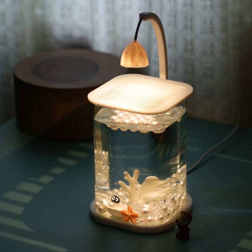 Betta Fish Dedicated Tank Aquarium Lamp Small Glass Decoration Size ...