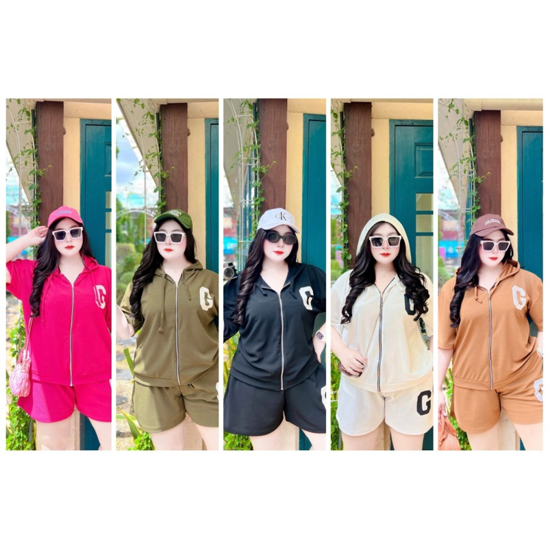Front Zipper Set With G-String Hood Short Legs Plump Girl Fan Size | Shopee Malaysia