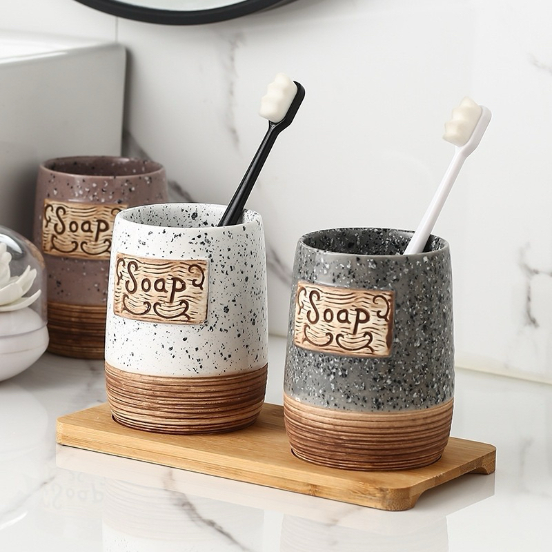 Retro Ceramic Work Mug Tooth Brushed Can Warm To Wave Fashion | Shopee ...