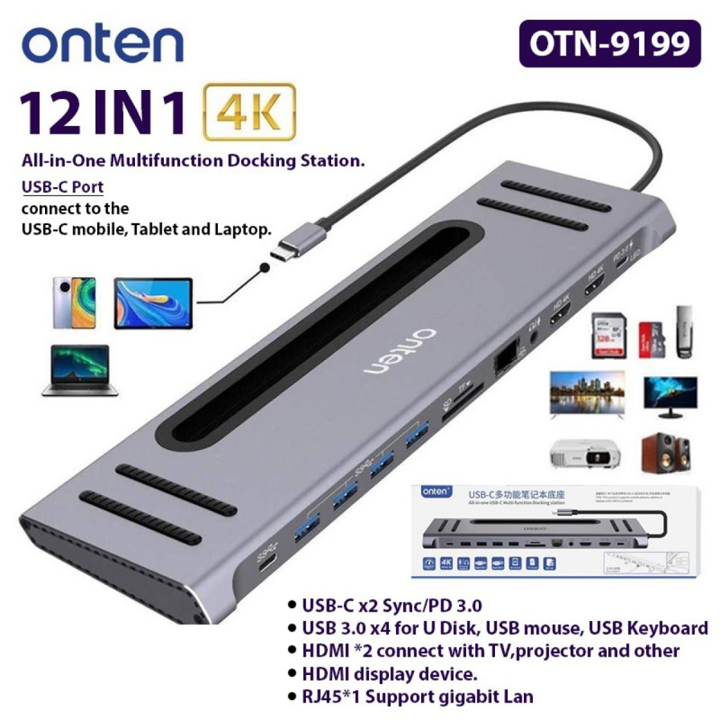 Onten (12 in 1) All-in-one USB-C Mutli Function Docking Station. Model ...