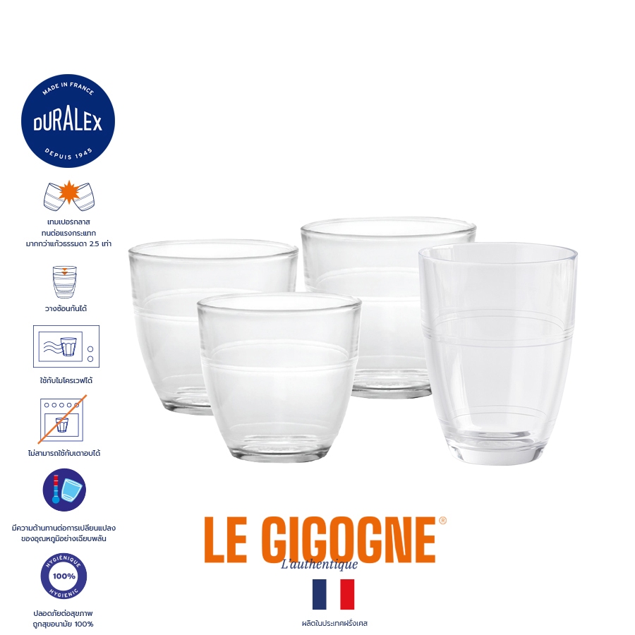 Duralex Le Gigagne Glass Coffee Tea Tempered Heat Resistant Tumbler ...