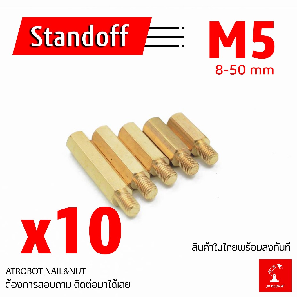 10pcs/pcs M5 Standoff Male-Female Brass Pillar Bar Rod Nut Solid Outer ...