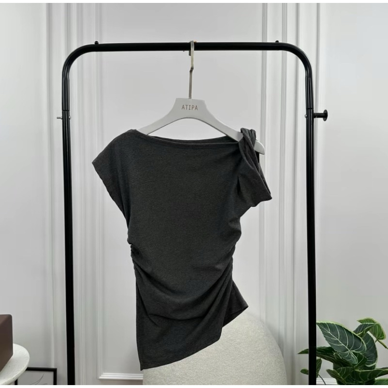 atipa Label Shoulder Top (Black) | Shopee Malaysia