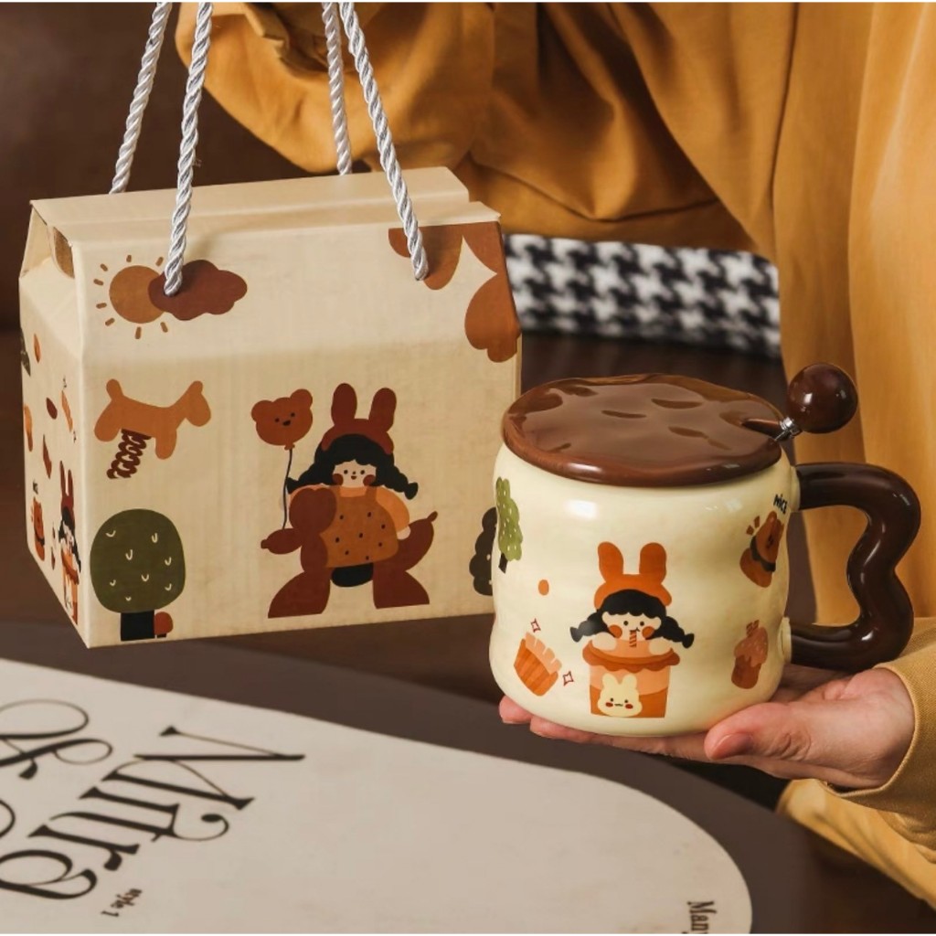 Coffee Cup Gift Box Set Beautiful Little Girl Design Round Home Use ...