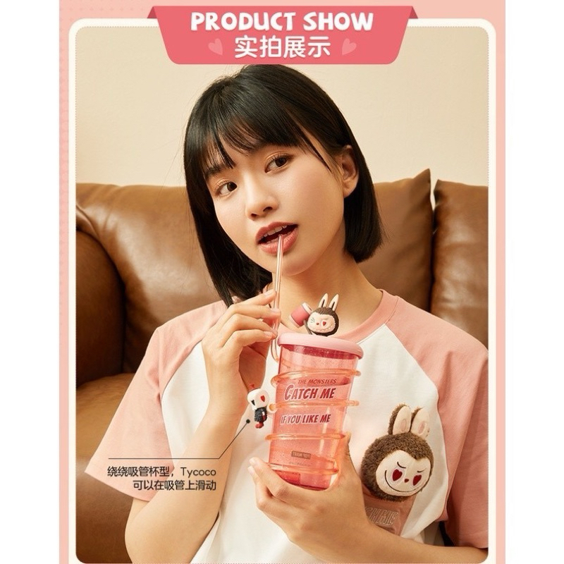 !! Glass LABUBU Catch Me If you Like Series-Straw Cup Authentic1 ...