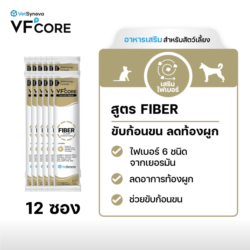 VFcore FIBER Cat Lick Supplement For Constipation Relief Reduce Hairballs 12 Sachets | Shopee ...