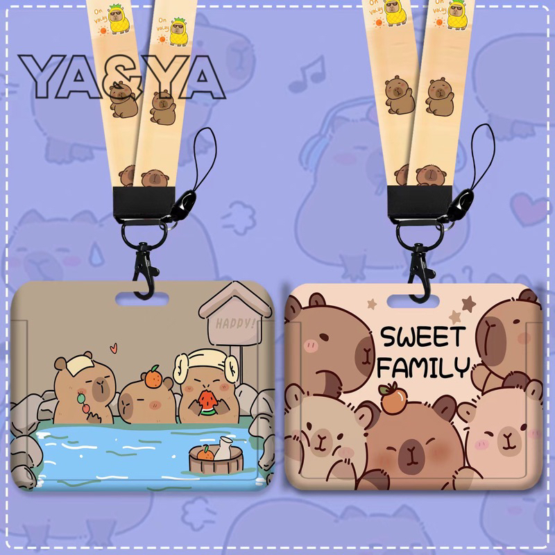 Capybara Name Tag With Neck Strap Card Hanging Sign Employee Holder Key ...