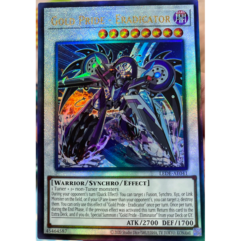 Yugioh Asia-Eng [LEDE-AE041] Gold Pride-Eradicator (Ultimate Rare) Authentic Yuki Card Is ...