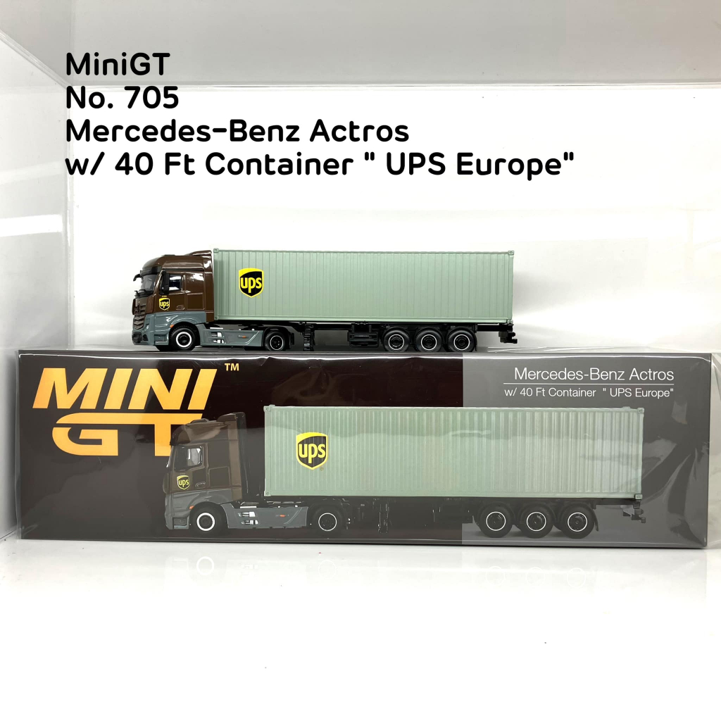 Mini GT No.705-L Mercedes-Benz Actros w/ 40 Ft Container "UPS Europe ...