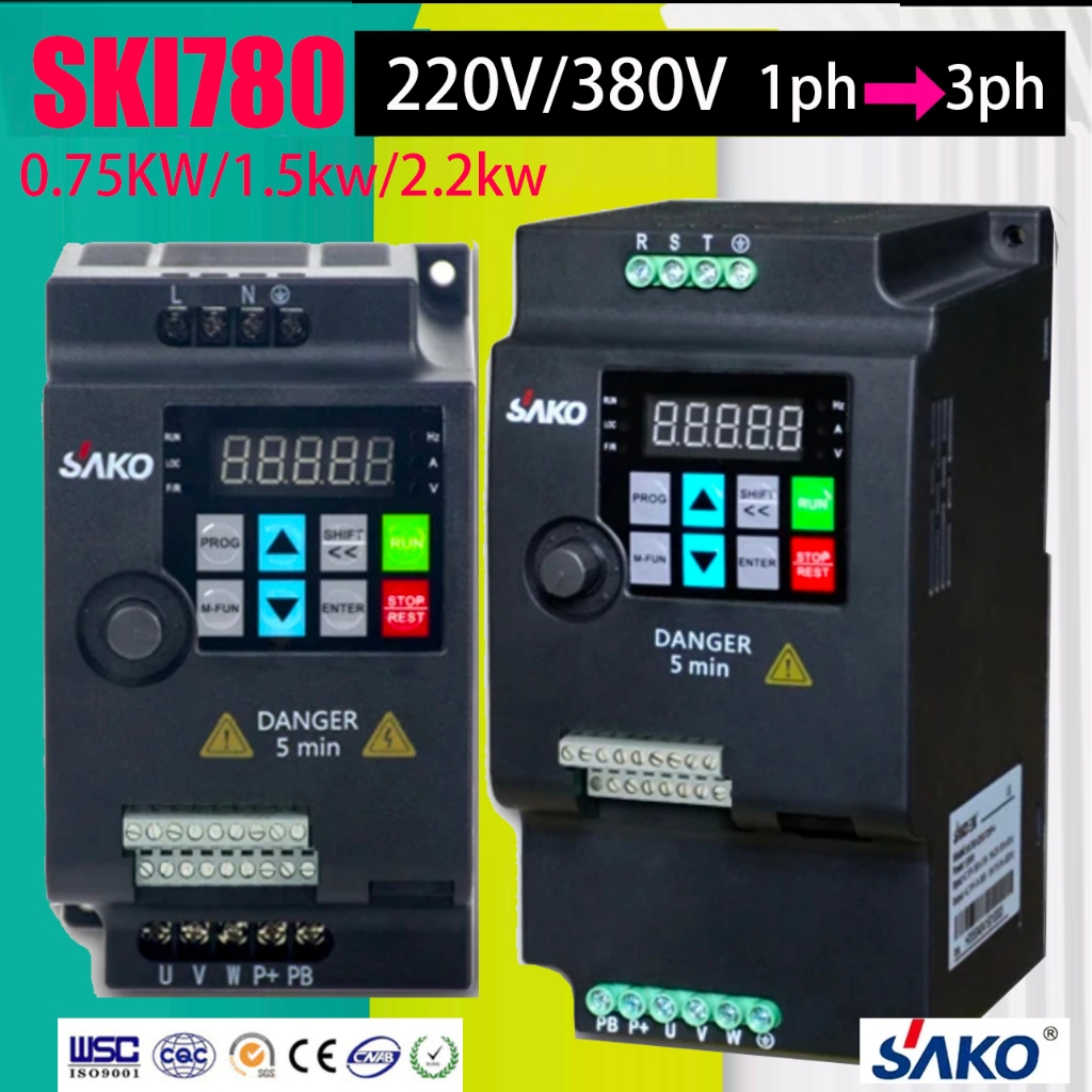 【Local】 SKI780 Mini VFD Inverter Frequency Converter For Motor 0.75/1.5/2.2Kw SAKO SKI780 220V ...