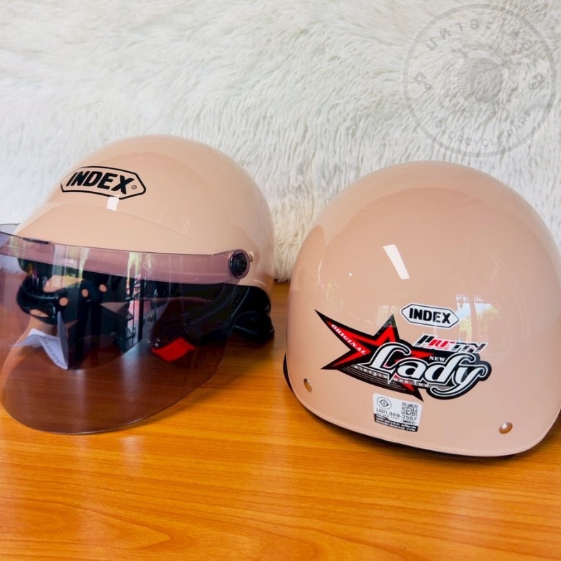 INDEX Lady Helmet Half With Tea Shield (Milk Color) | Shopee Malaysia