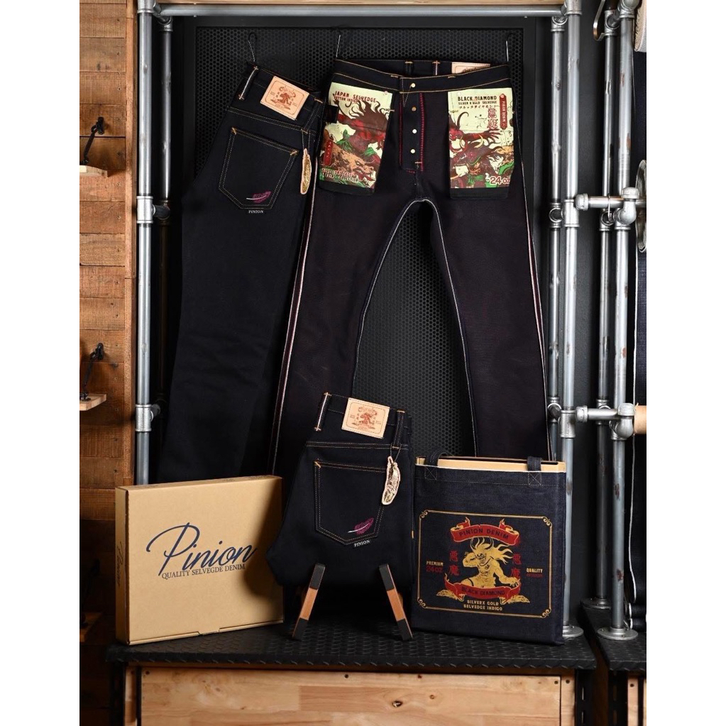 Pinion Denim 24oz BY Okayama New Red Devil Wine (Indigo X 24oz) Small ...