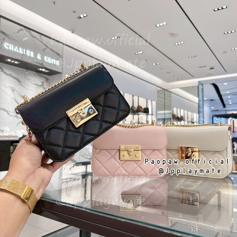 Charles & Keith Quilted Push-Lock Chain-Handle Bag : CK2-80701360 ...