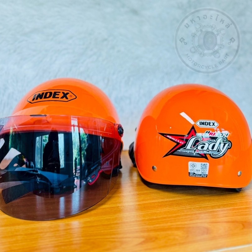 INDEX Lady Helmet Half With Shield (Gains Orange) | Shopee Malaysia